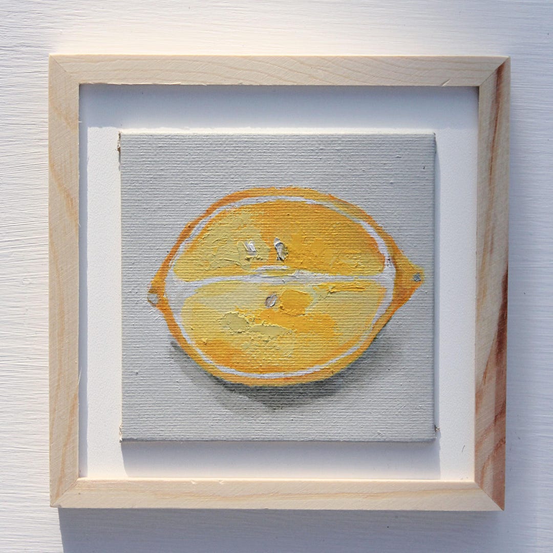 Mini Lemon Oil Painting, Original Fruit Painting, Still Life, Foody ...
