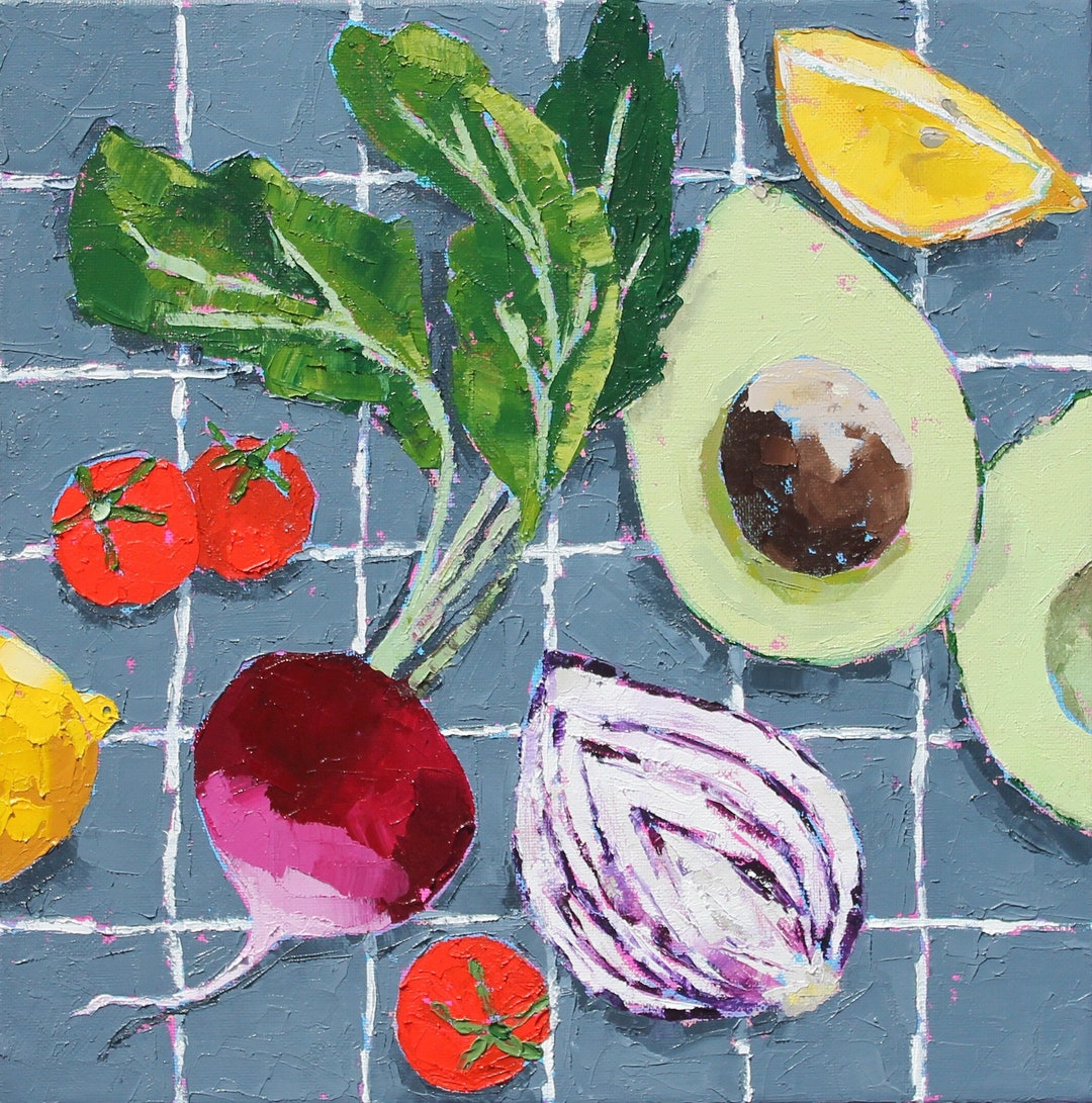 Kitchen Wall Decor, Kitchen Painting, Vegetable Cooking, Home Warming ...