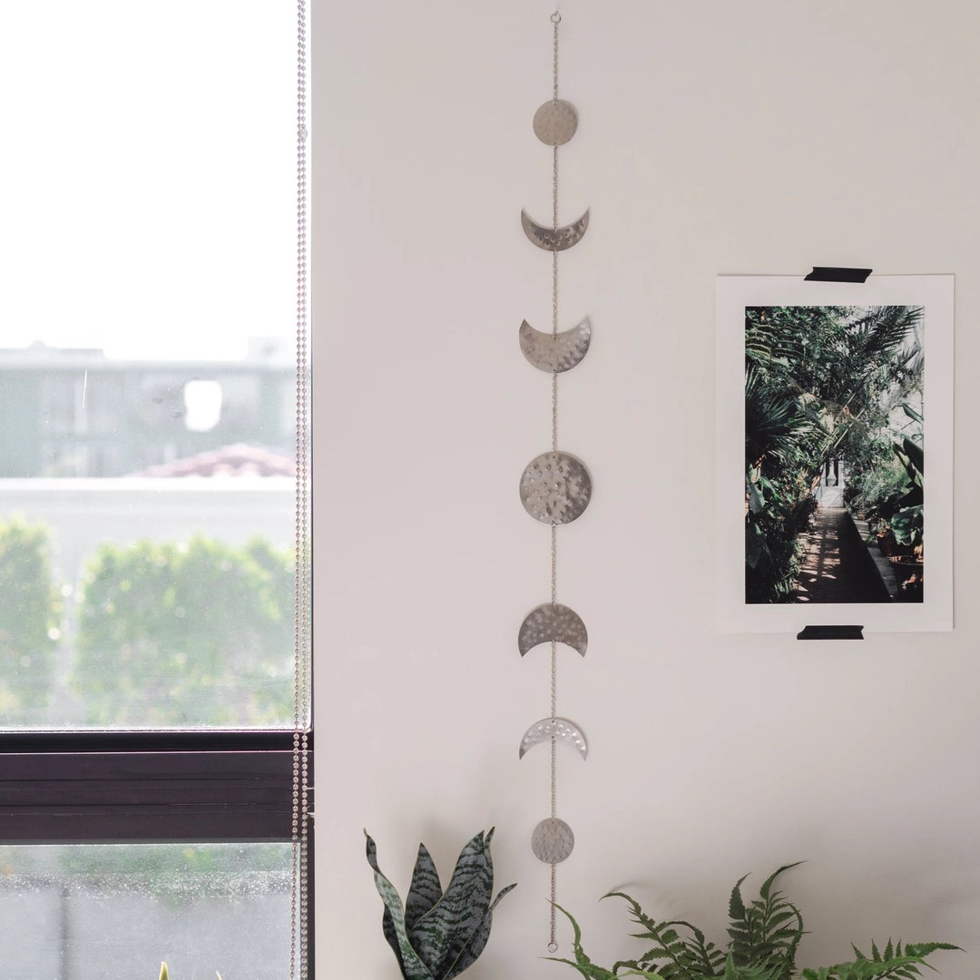Moon Phase Wall Decor Handmade Hammered Metal, Moon Phase Wall Hanging ...