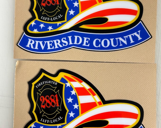 RIVERSIDE Fire Department Helmet Decals 2 Stickers Window Stickers Uv ...