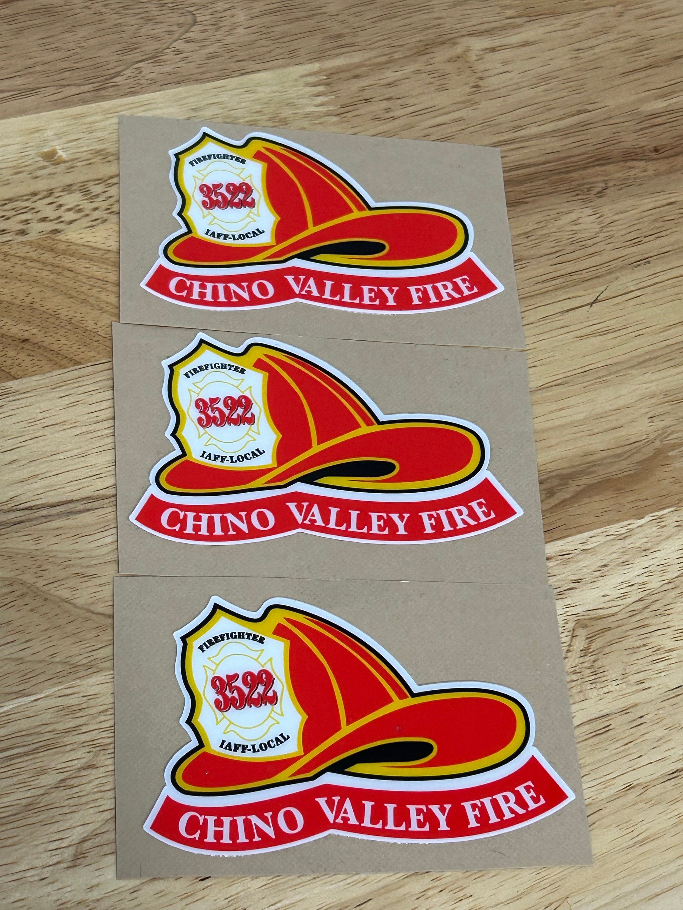 LOT OF 3: Chino Valley Fire Department Helmet Decals Stickers Window ...