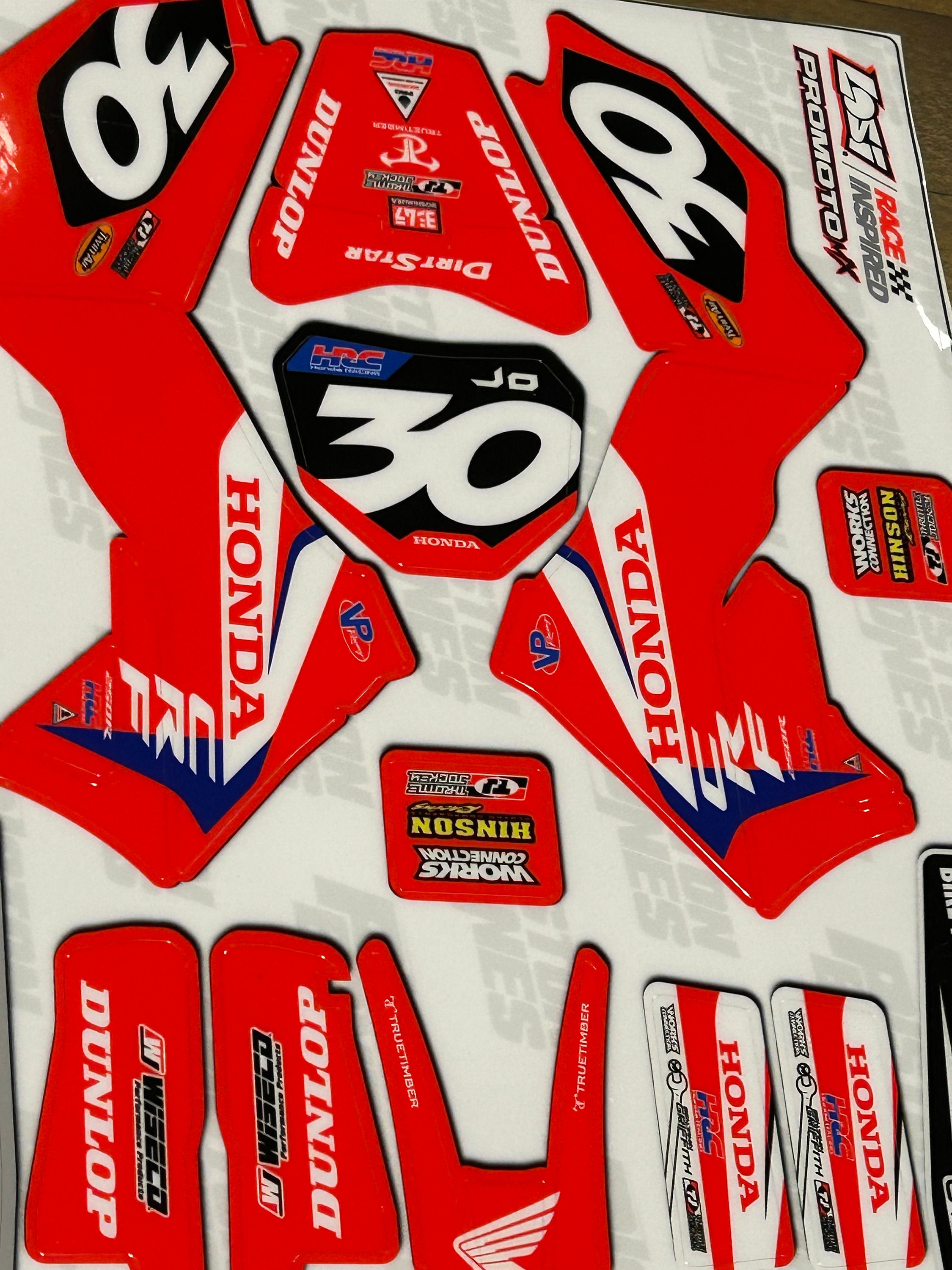 Losi Dirtbike Graphics Kit Thick Quality Real Moto Material HONDA ...