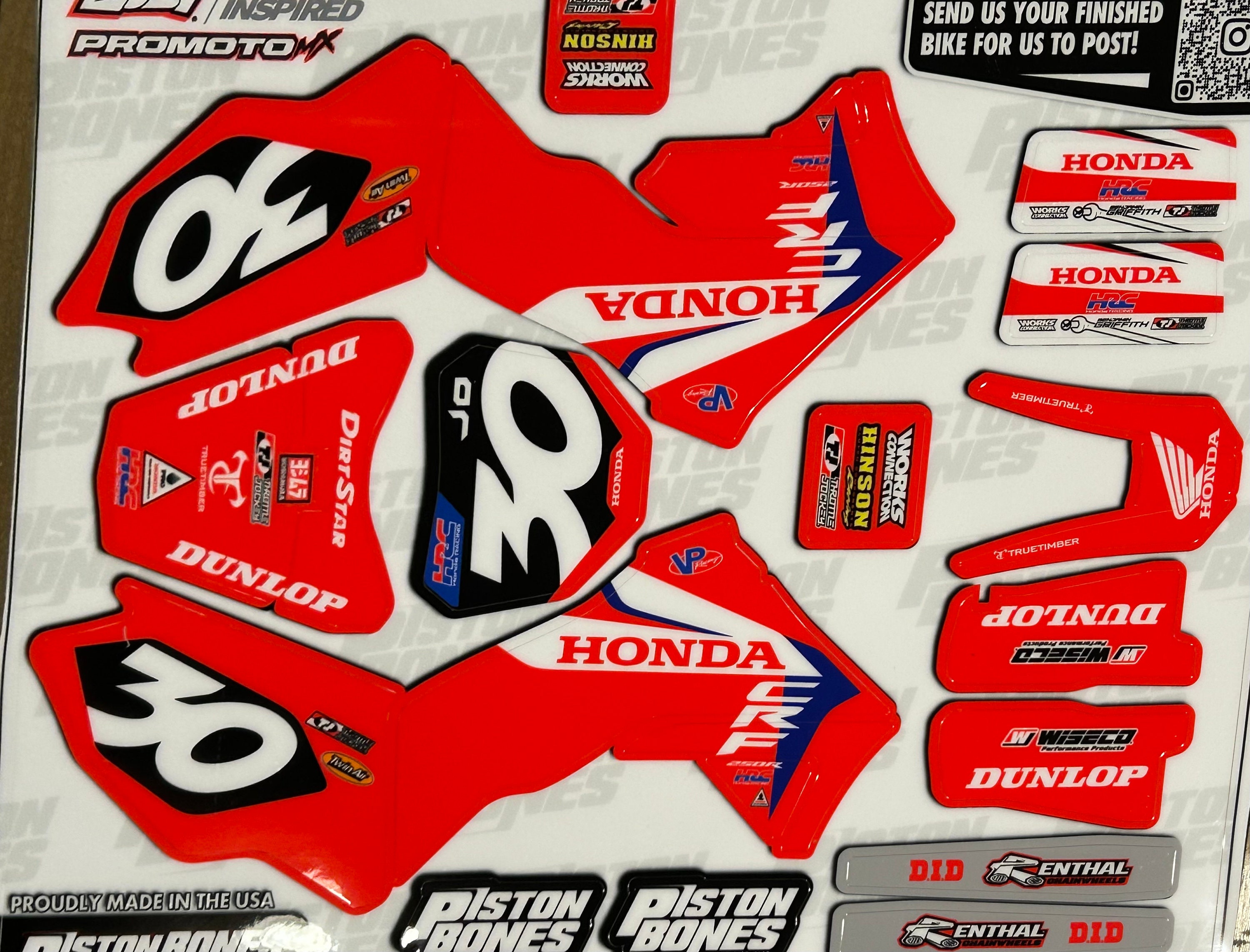 Losi Dirtbike Graphics Kit Thick Quality Real Moto Material HONDA ...