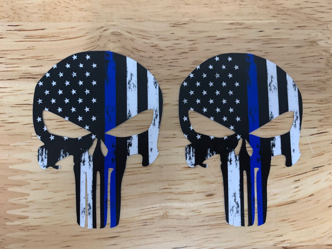 Punisher Skull Decals - Die Cut Vinyl W/ Laminate Finish Blue Lives ...