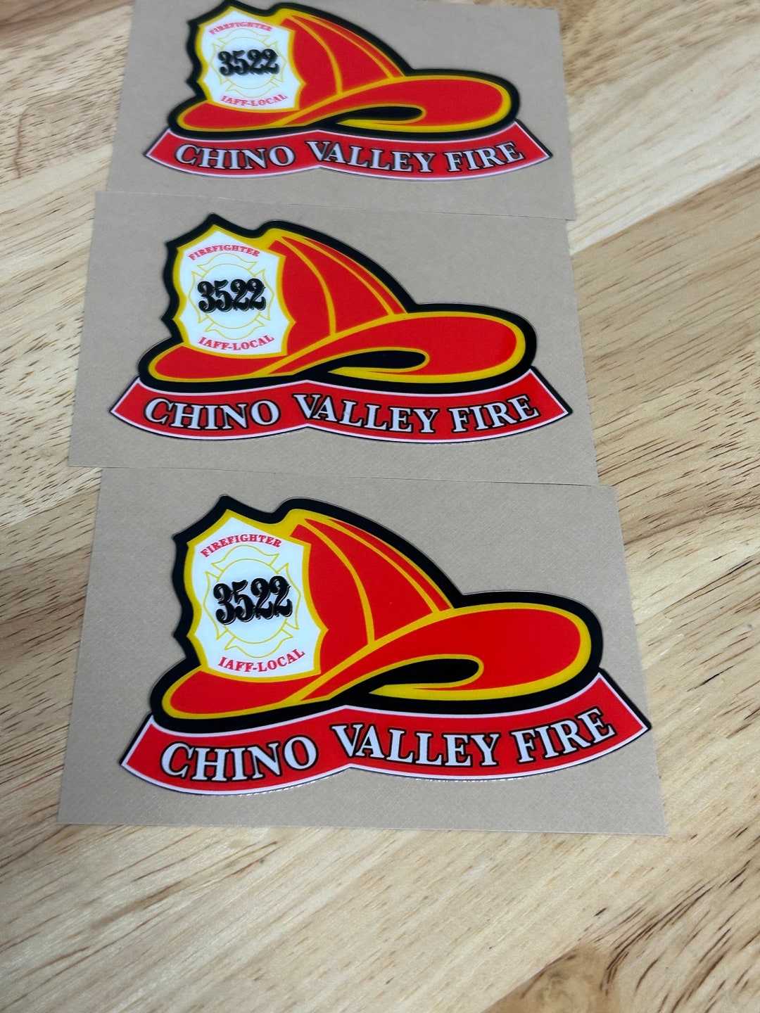 LOT OF 3: Chino Valley Fire Department Helmet Decals Stickers Window ...