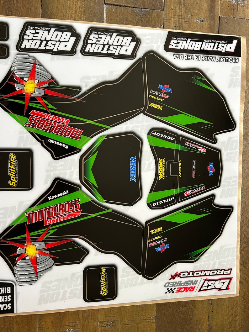 LOSI RC Remote Control Dirt Bike Graphics Kit Kawasaki Splitfire ...