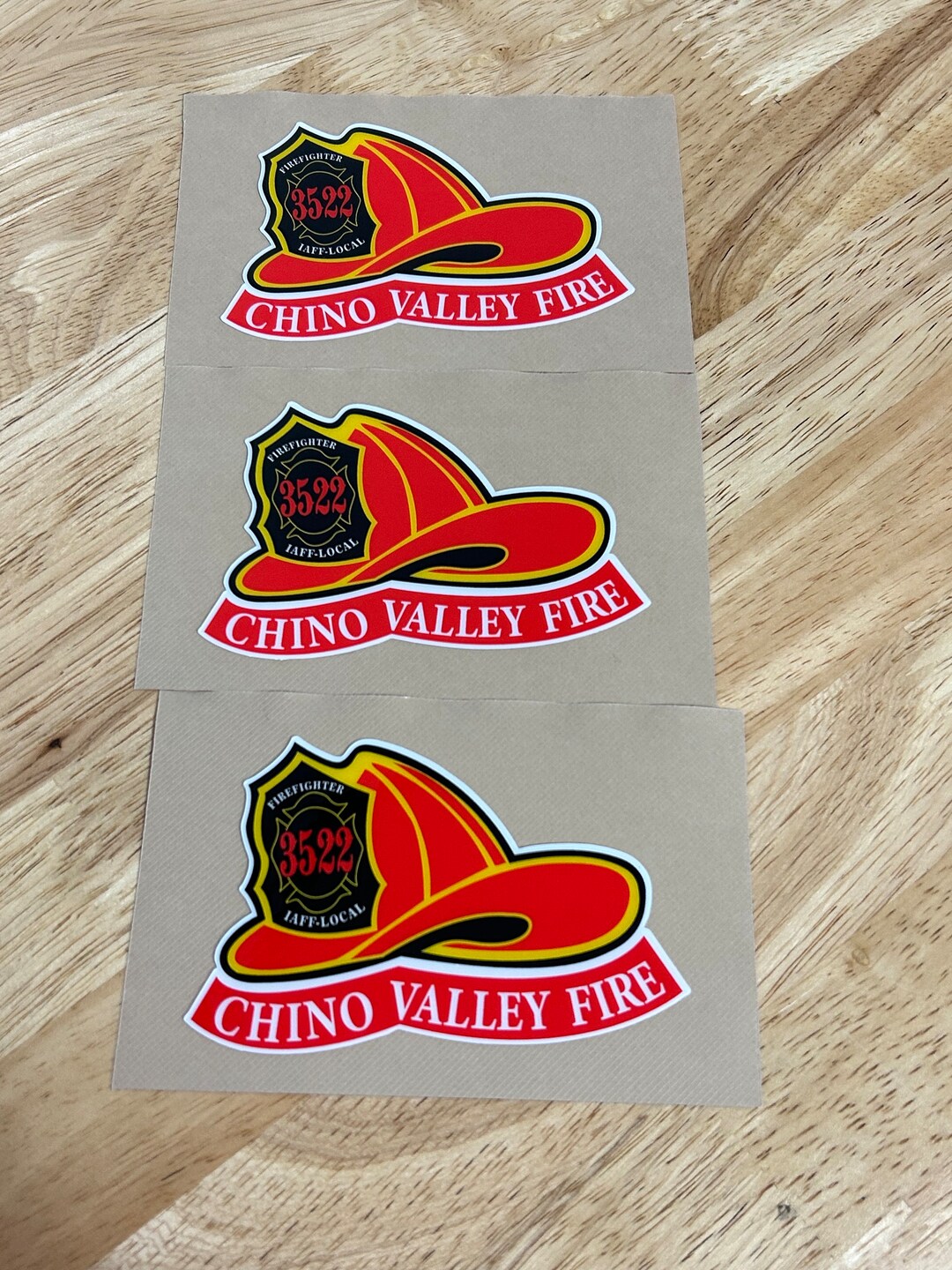 LOT OF 3: Chino Valley Fire Department Helmet Decals Stickers Window ...