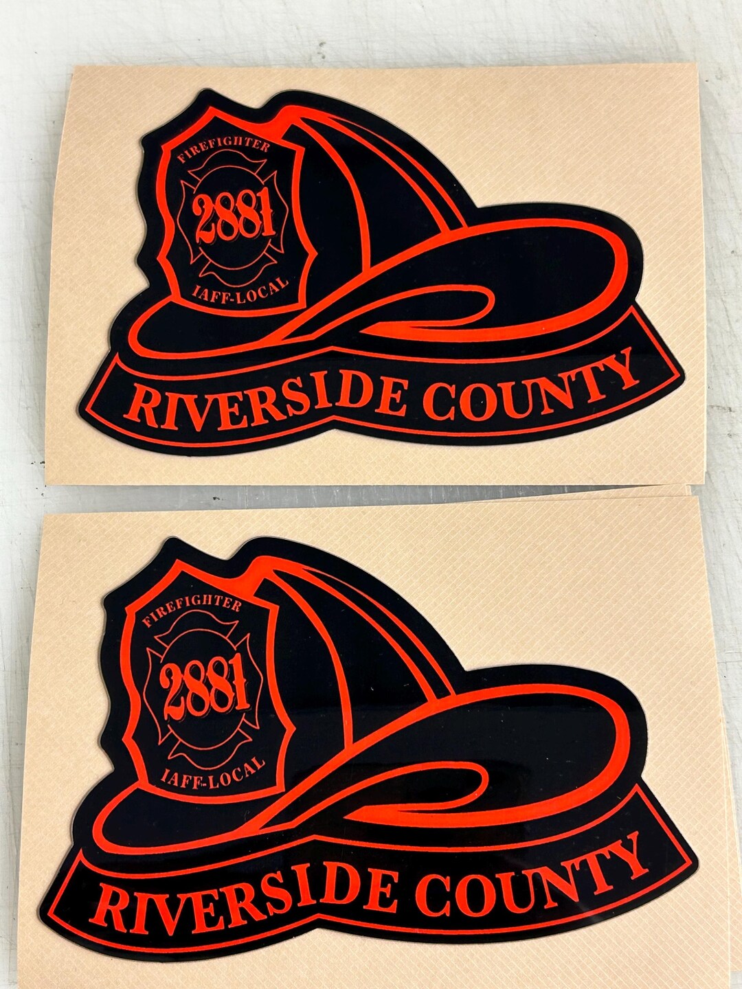 RIVERSIDE Fire Department Helmet Decals 2 Stickers Window Stickers Uv ...