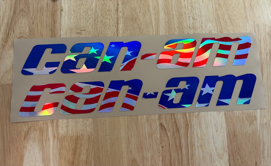 CAN-AM Decals Holographic Patriotic Set of 2 Uv Gloss Laminated Outdoor ...