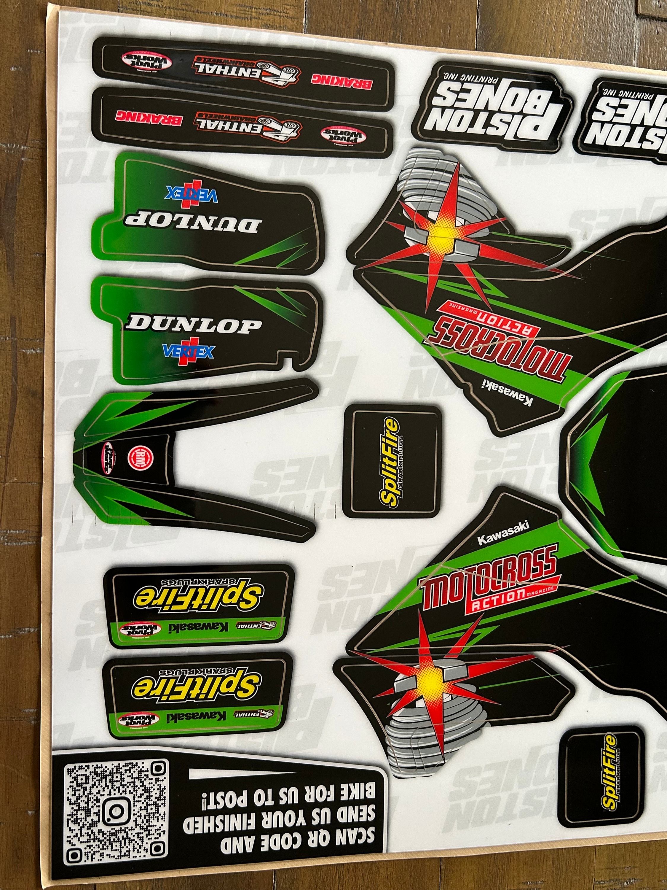 LOSI RC Remote Control Dirt Bike Graphics Kit Kawasaki Splitfire ...