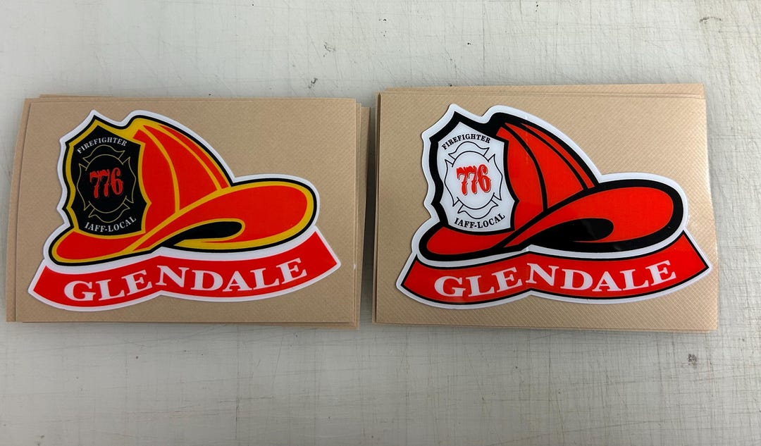 GLENDALE Fire Department Helmet Decals 2 Stickers Window Stickers Uv ...