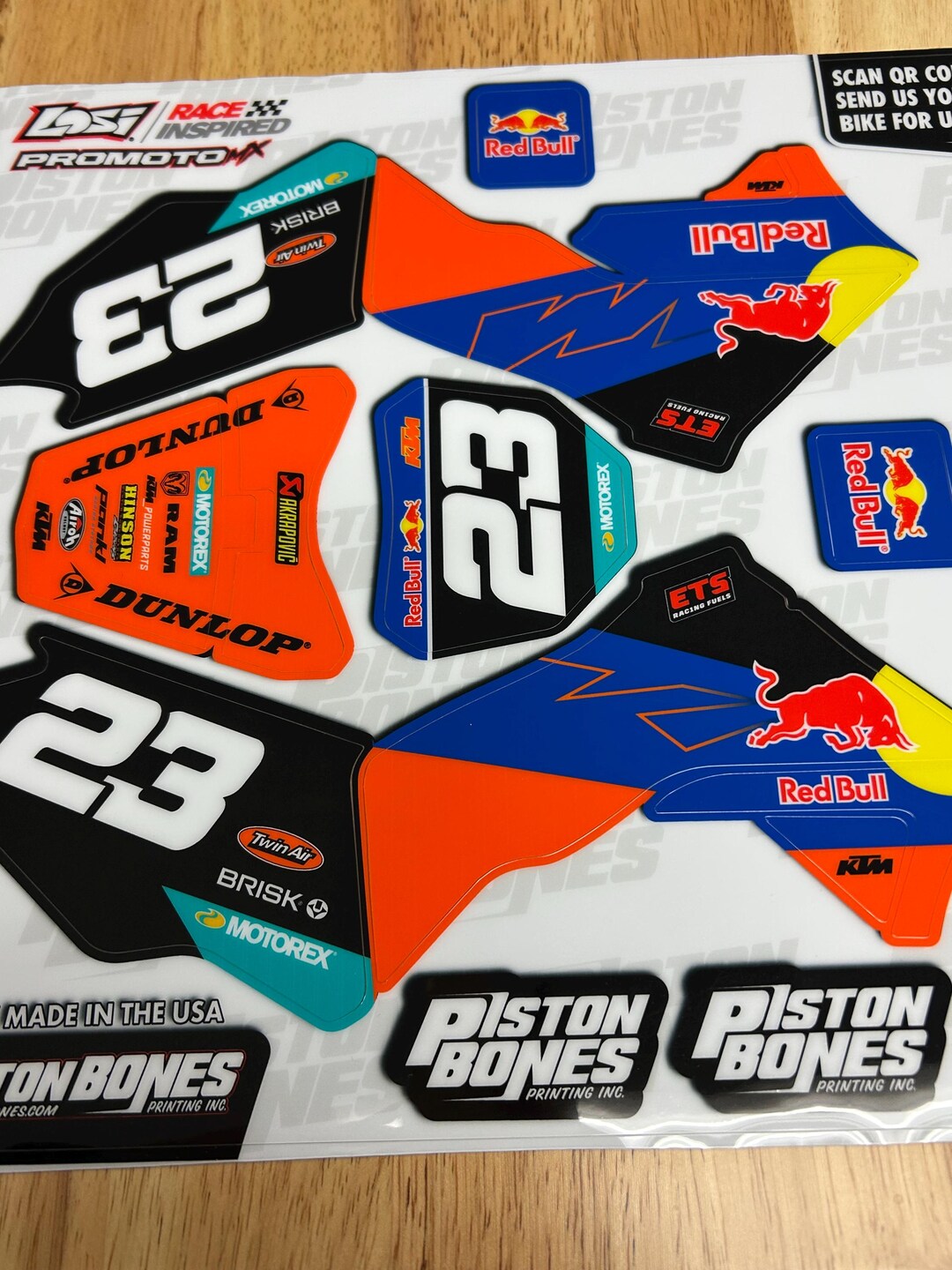 Losi Pro MX Graphics Kit Thick Quality Material - KTM #23 Julien Beaumer Supercross Replica Losi ...
