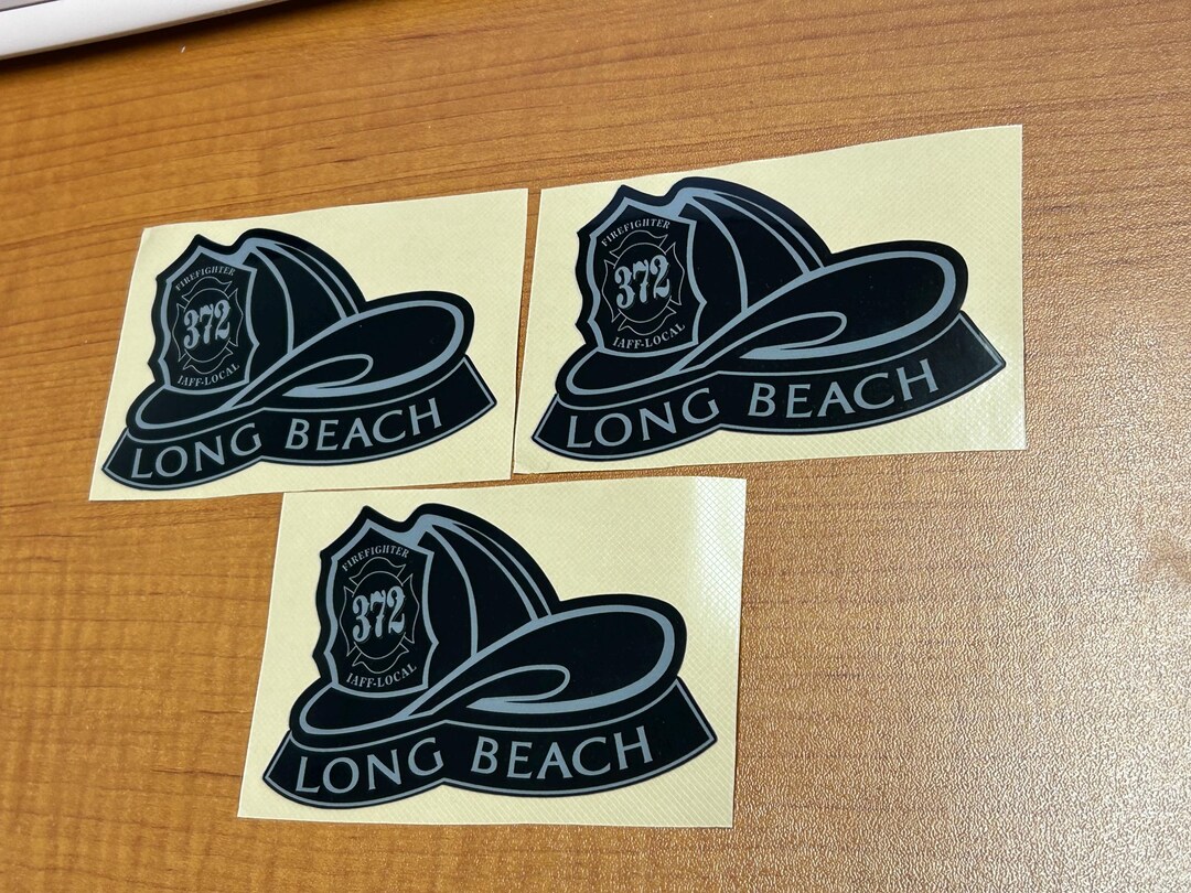 LONG BEACH 372 Fire Department Helmet Decals Helmet Decals Stickers ...