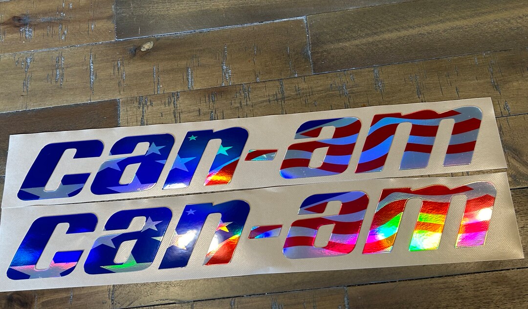 CAN-AM Decals Holographic Patriotic Set of 2 Uv Gloss Laminated Outdoor ...