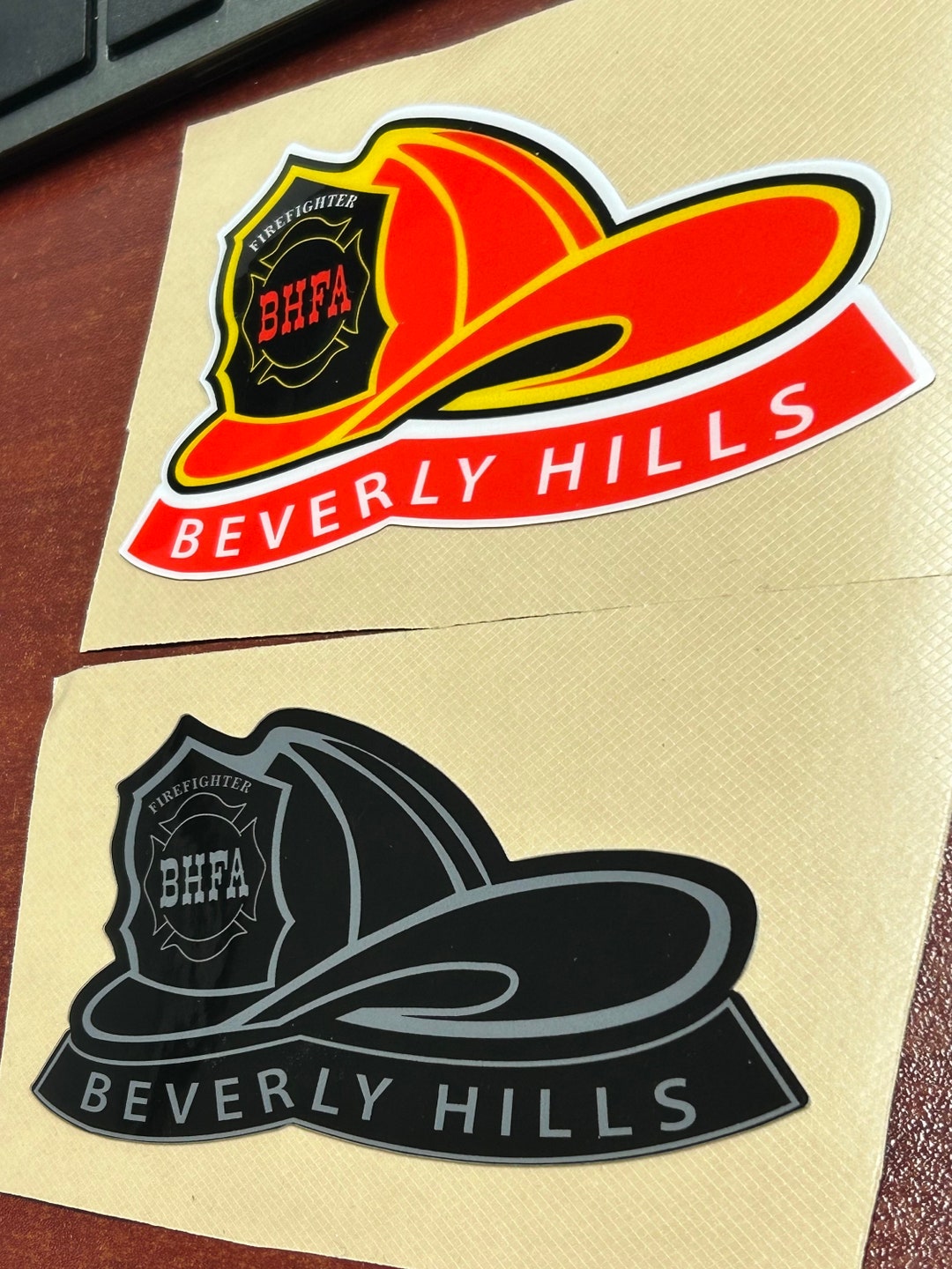 BEVERLY HILLS Fire Dept Helmet Decals Stickers Window Stickers Uv ...