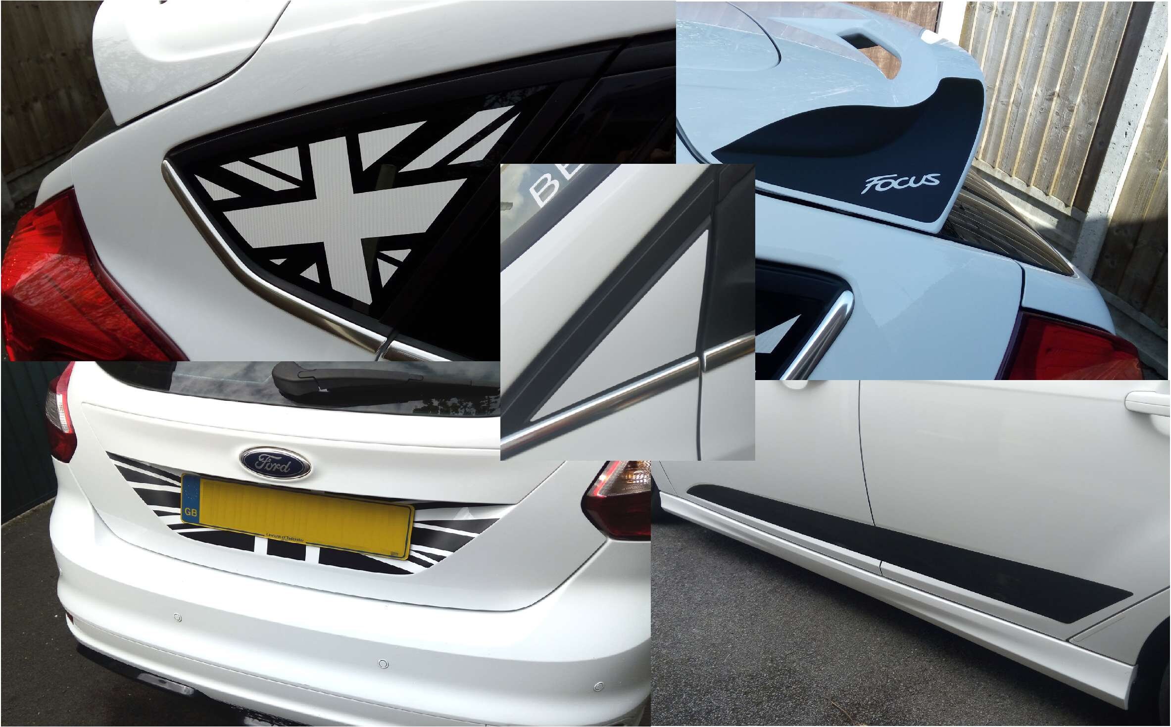 FORD FOCUS Union Jack / Stars and Stripes Flag Window Sticker, Fits the ...
