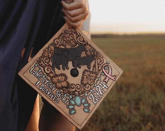 Cowhide Grad Cap Topper - Etsy