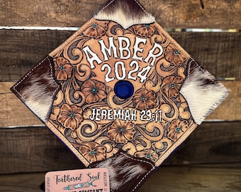 Custom Tooled Leather Graduation Cap Topper - Etsy