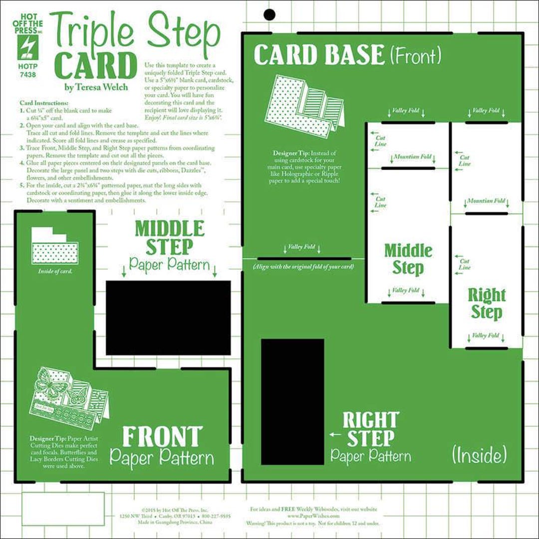 HOTP Template 7438 Triple Step Card Template 12X12 - Etsy