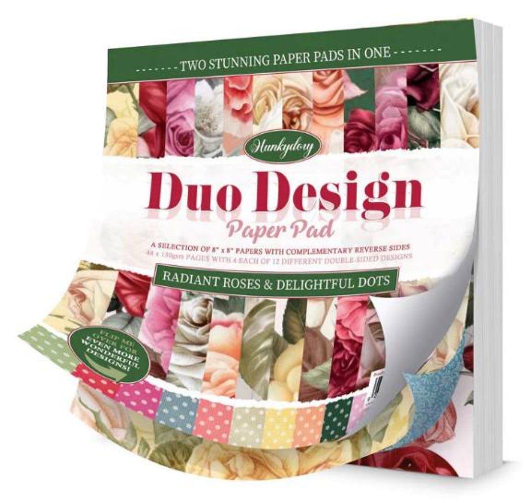 Hunkydory Crafts Duo Design Paper Pack- Radiant Roses & Delightful Dots ...