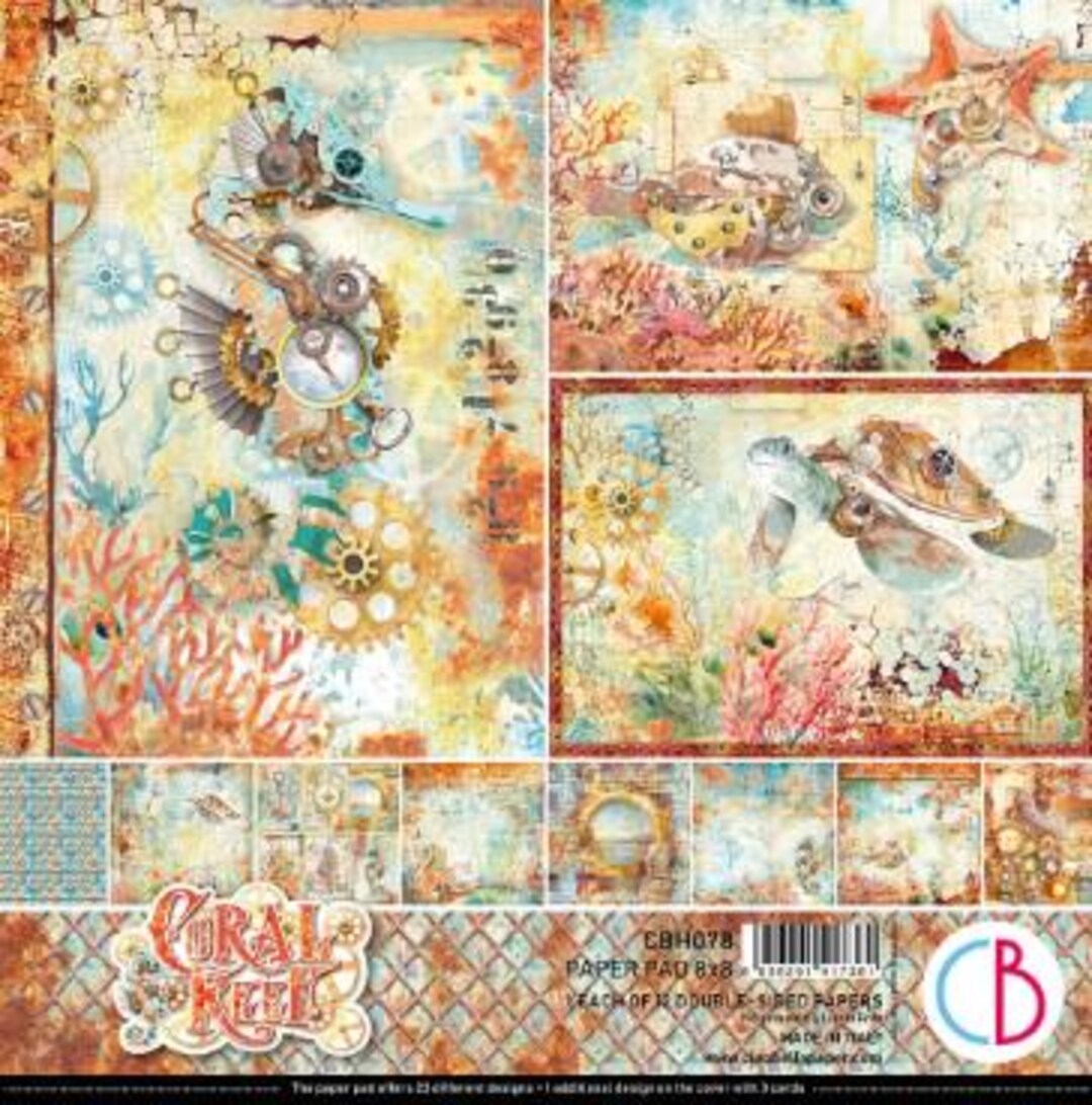 Ciao Bella 8"x 8" Paper Pad- 12 Double-sided Papers- Coral Reef - Etsy