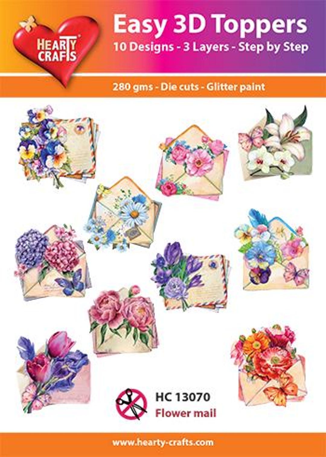Hearty Crafts- Easy 3D Toppers Flower Mail- 10 Designs - Etsy