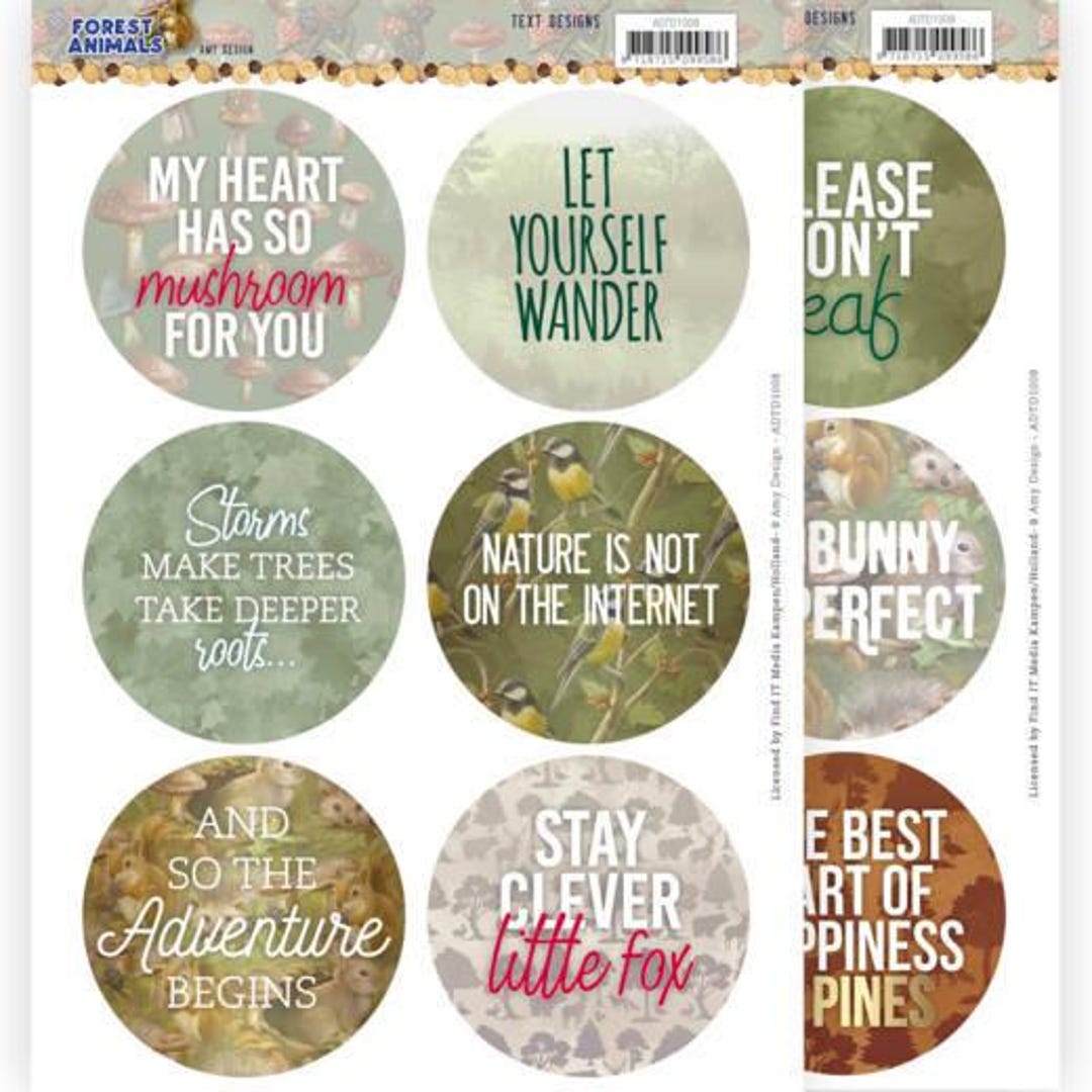 Amy Design Text Designs Forest Animals 12 Circular Push Out Text ...