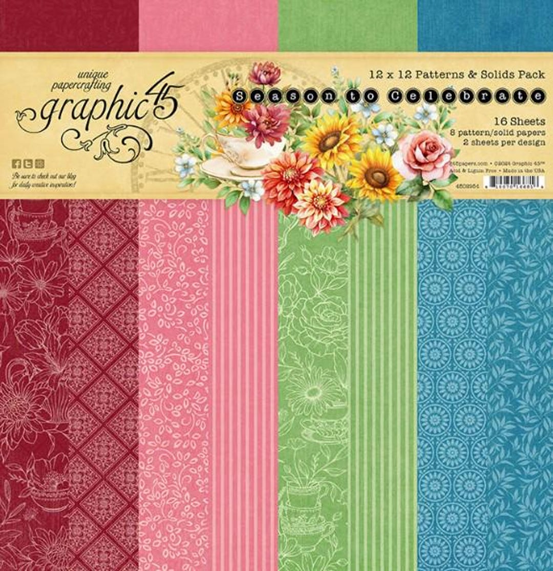 Graphic 45 12x12 Patterns & Solids Pack- Season to Celebrate - Etsy