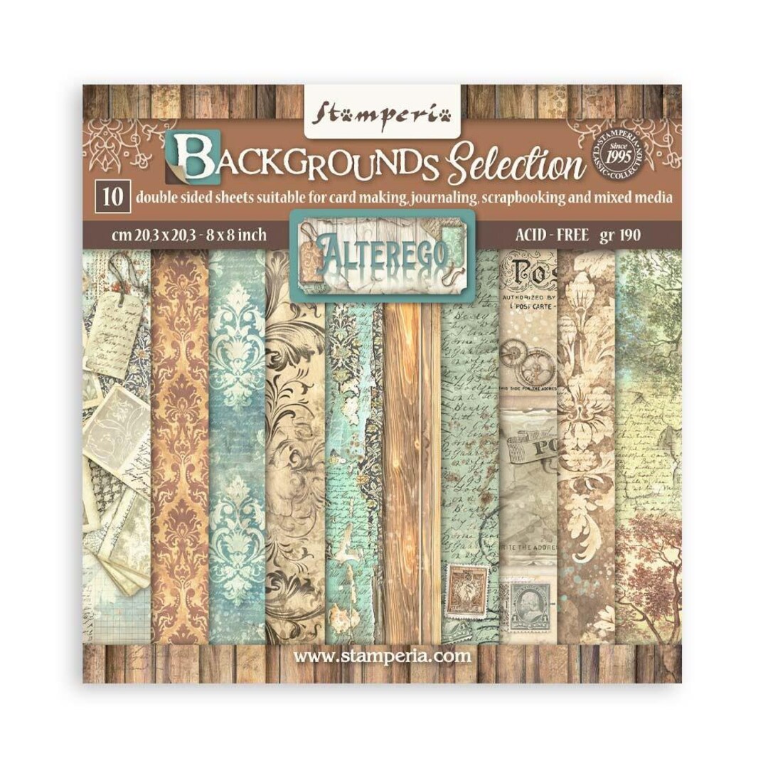 Stamperia 8x8-inch Double-sided Backgrounds Selection 10/pkg- Alterego, 10 Designs/1 Each - Etsy