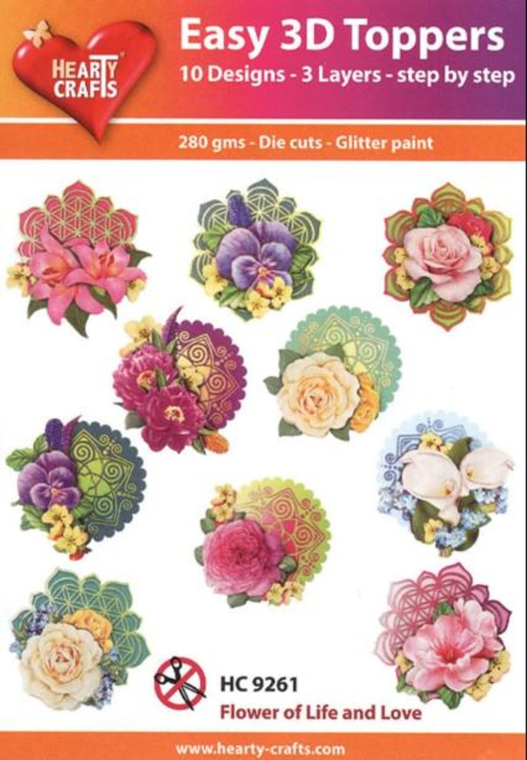 Hearty Crafts- Easy 3D Toppers- 10 Designs- Flower of Life and Love - Etsy