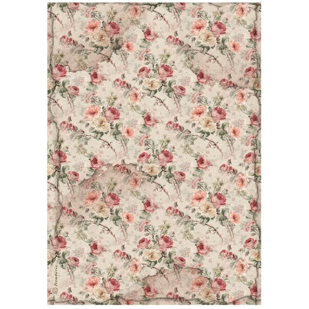 Stamperia A4 Decoupage Rice Paper - House of Roses- Roses Fabric - Etsy