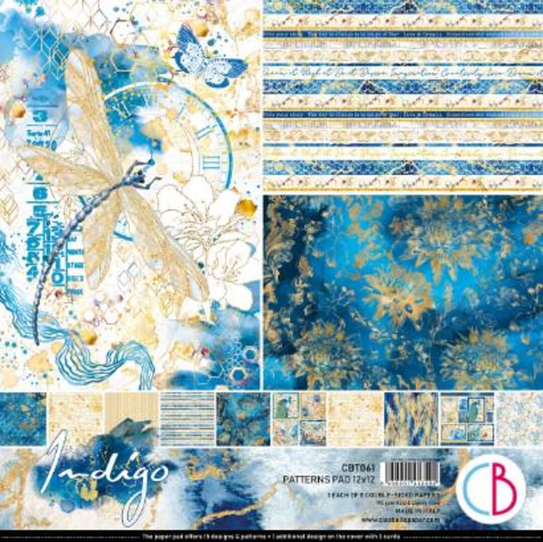 Ciao Bella 12"x 12" Paper Pad- 8 Double-sided Papers- Indigo - Etsy