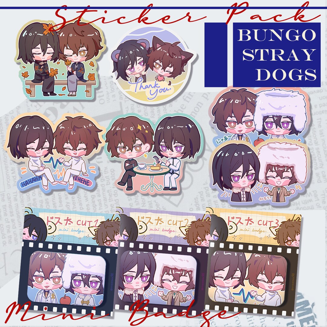 Bungo Stray Dogs Fyodor & Dazai Sticker Pack and Mini Badge [VEON] - Etsy