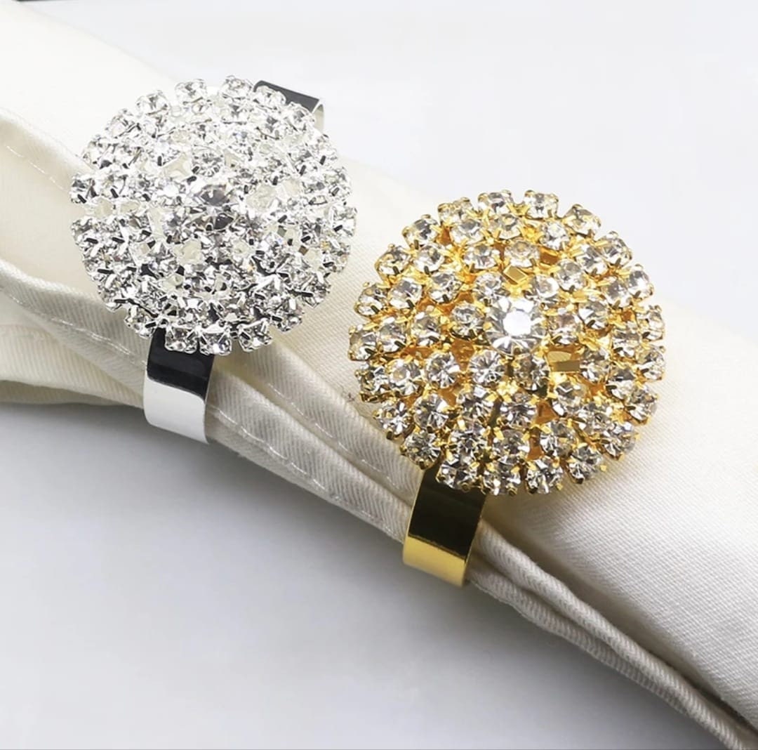 Set of 2 Crystal Napkin Rings in Gold or Silver - Etsy