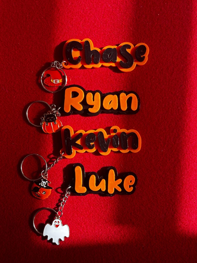 Personalized Halloween Keychain: 3D Name, Pumpkin Charm - Etsy