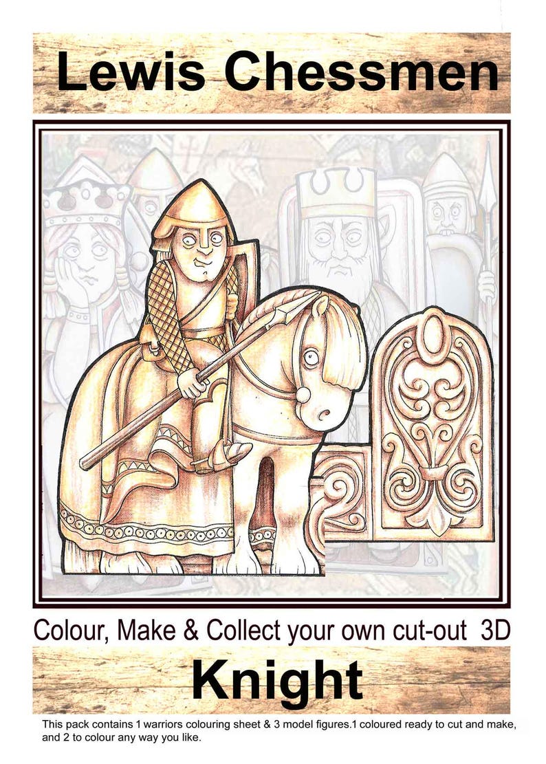 3D Model Kit, Lewis Chessmen Papercraft, Colour & Collect, - Etsy