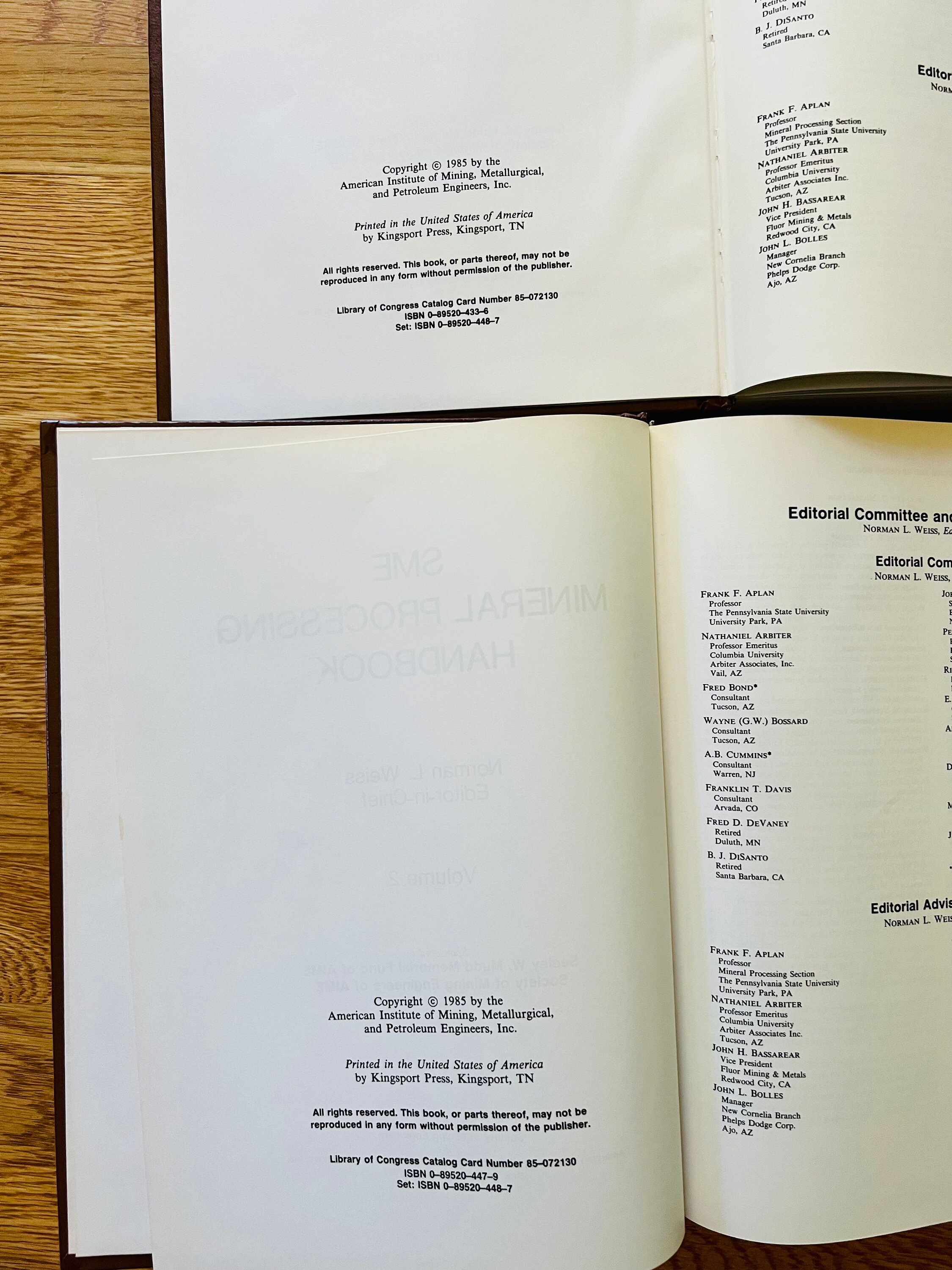 1985 SME Mineral Processing Handbook Volume 1 & 2, NL Weiss, Editor - Etsy