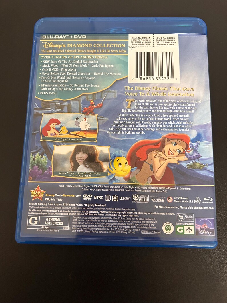Little Mermaid Disney Blu Ray and Dvd Used - Etsy
