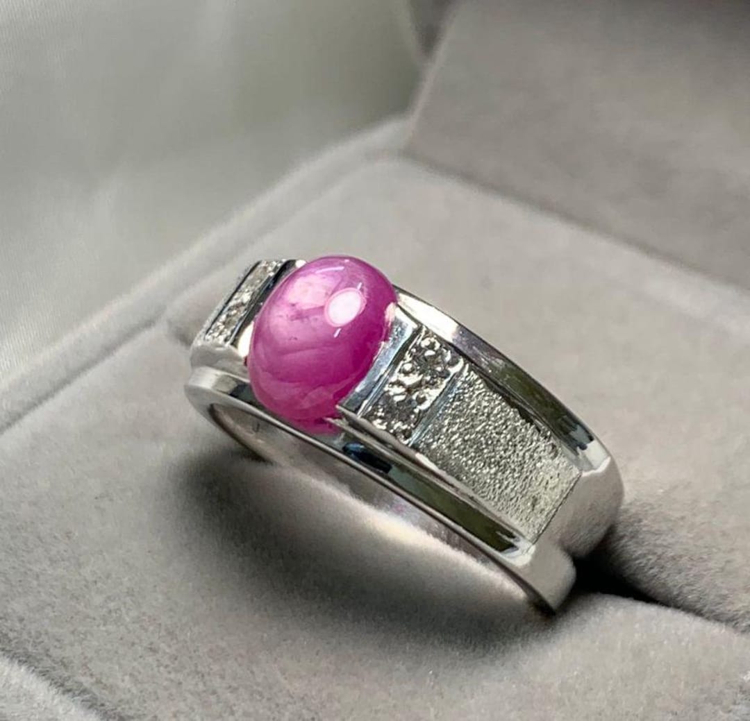 Natural Star Ruby Ring , Real Star Ruby Sterling Silver 925 Handmade Ring, Unisex Ring New Year ...