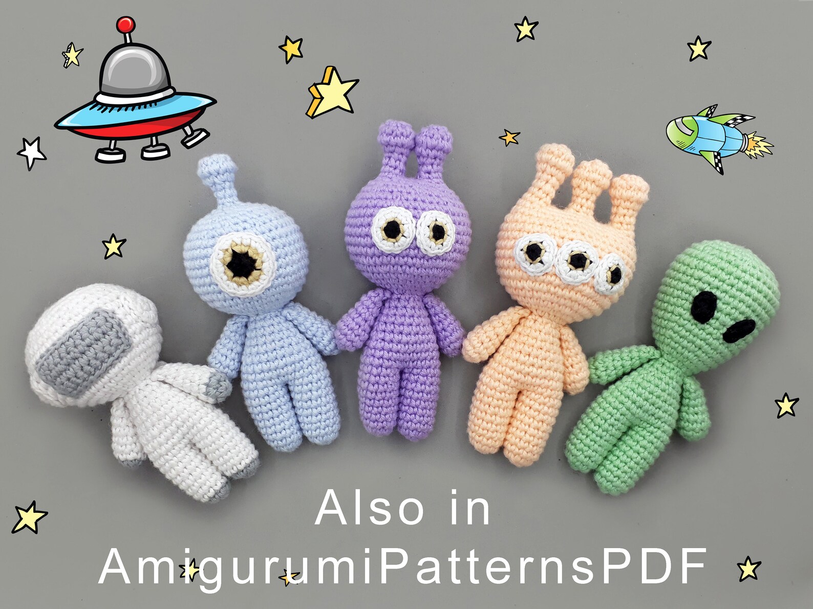 Crochet Alien Amigurumi Pdf Pattern for Beginner Little Green - Etsy