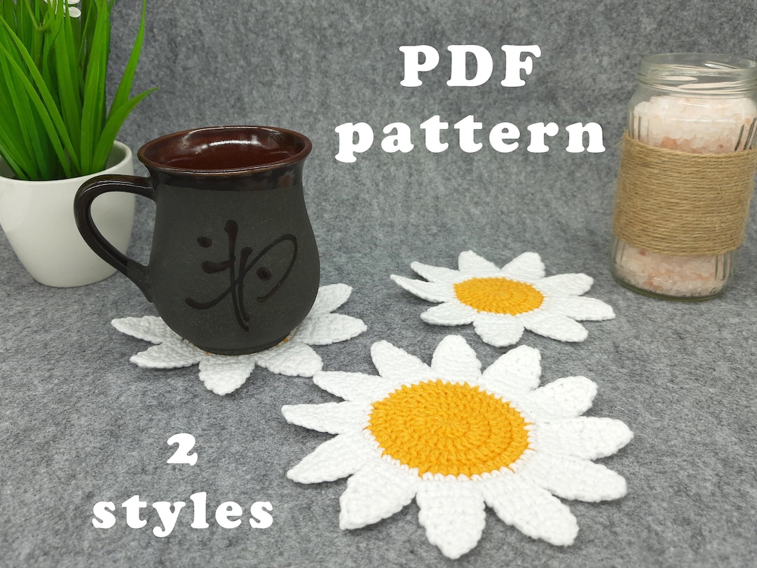 Crochet Daisy Coasters Pattern for Beginner DIY Easy Flower Farmhouse ...