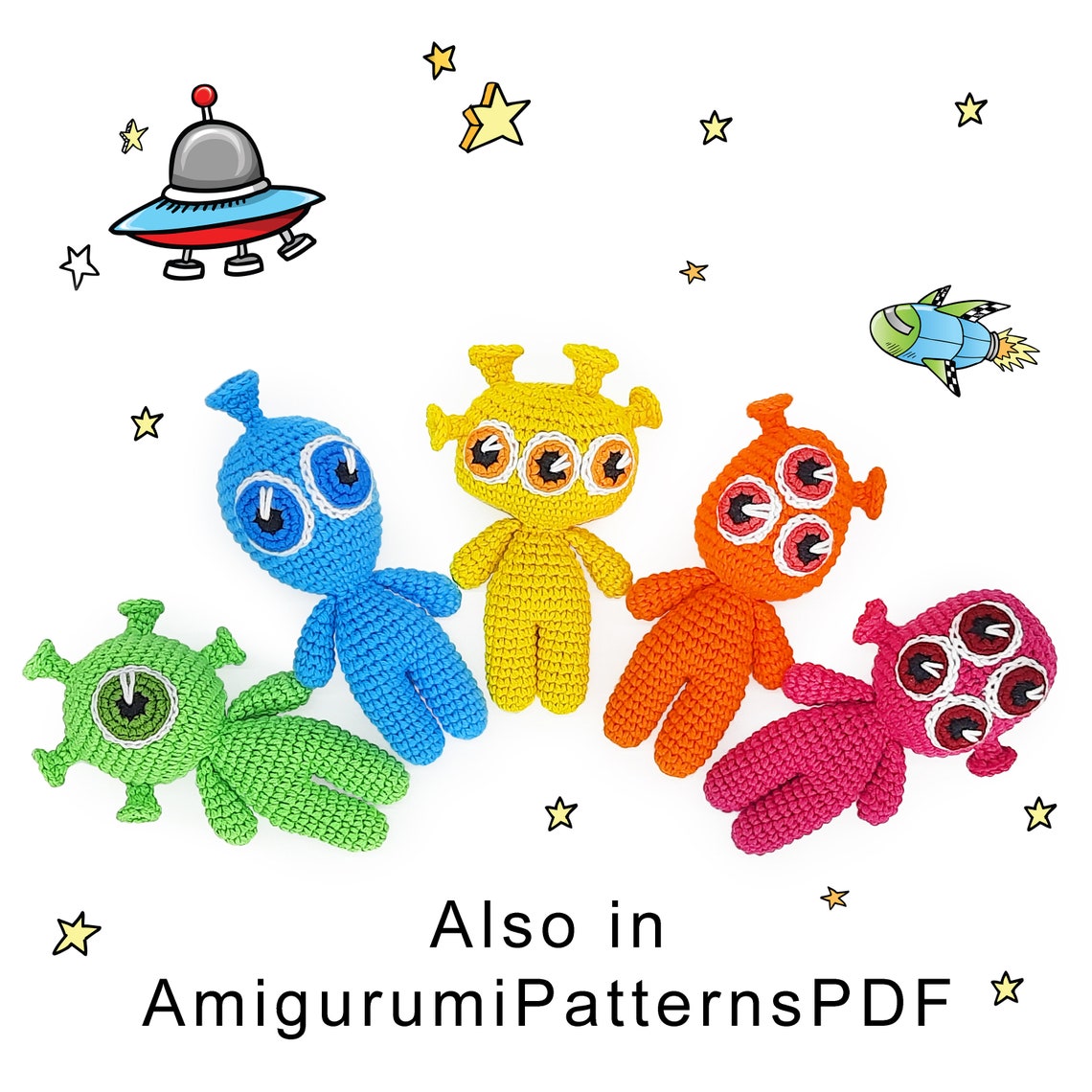 Crochet Aliens and Astronaut SET Amigurumi Pattern for - Etsy