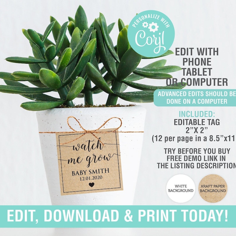Watch Me Grow Tags - Etsy