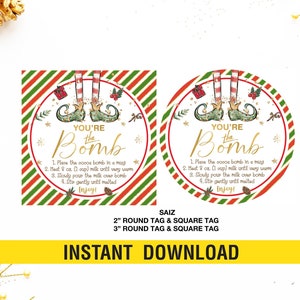 Elf Hot Chocolate Bomb Tag Printable , Elf Arrival Hot Cocoa Bomb, Hot ...