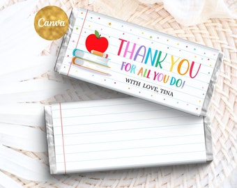 Printable Teacher Appreciation Chocolate Candy Bar Wrapper. Instant ...