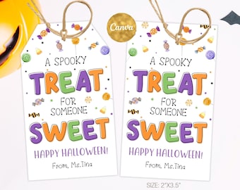 Halloween Printable Gift Tag Spooky Treat for Someone Sweet Happy ...