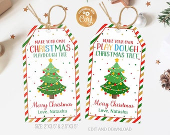 Christmas Playdough Tree Tag Tag, Make Your Own Favor Tag Editable ...