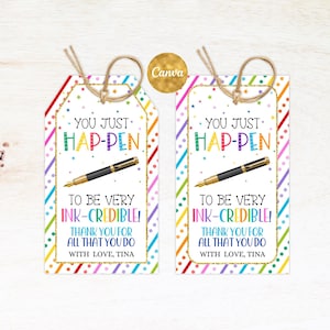 Teacher Appreciation Tags Editable, School Pen Gift Tag, Appreciation ...