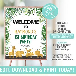 Safari Welcome Sign, Jungle Welcome Sign, Safari Birthday Sign,animal ...