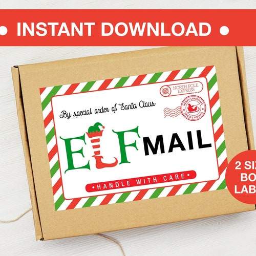 Christmas Elf Mail Arrival Box Label Printable North Pole - Etsy